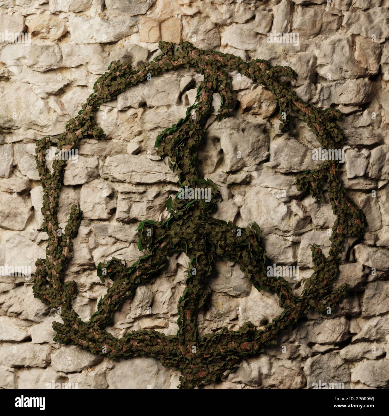 Ivy plant as a peace sign on a rustic stone wall, 3d rendering Stock ...