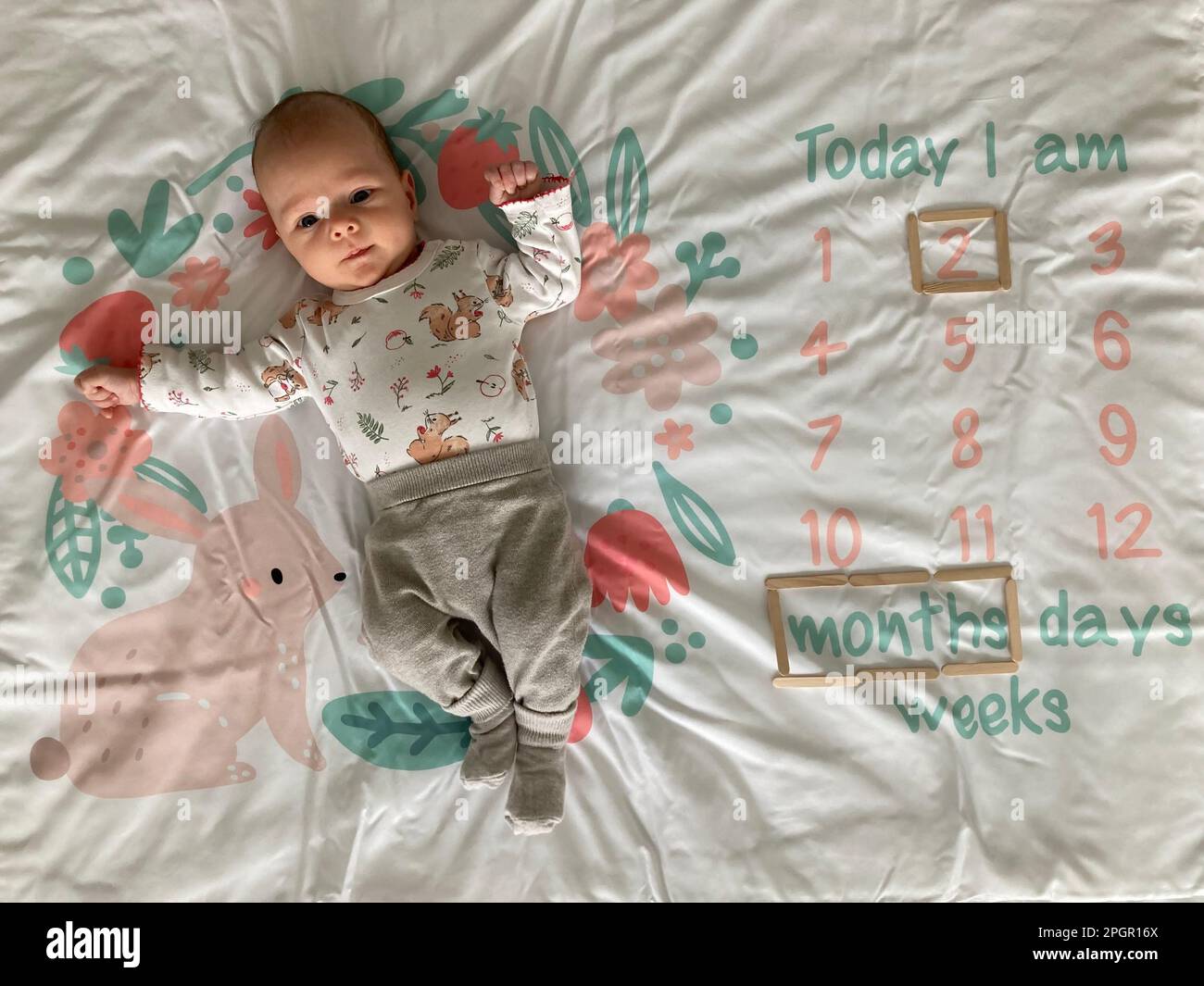 Top view of two months old baby Stock Photo - Alamy