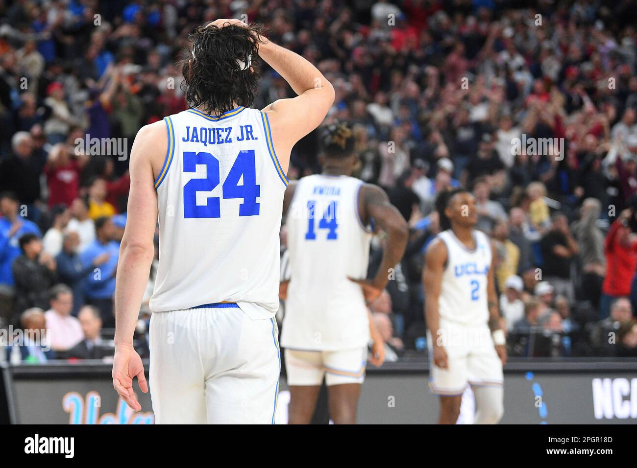 LAS VEGAS, NV - MARCH 24: UCLA Bruins forward Jaime Jaquez Jr. (24) looks on in the final ...