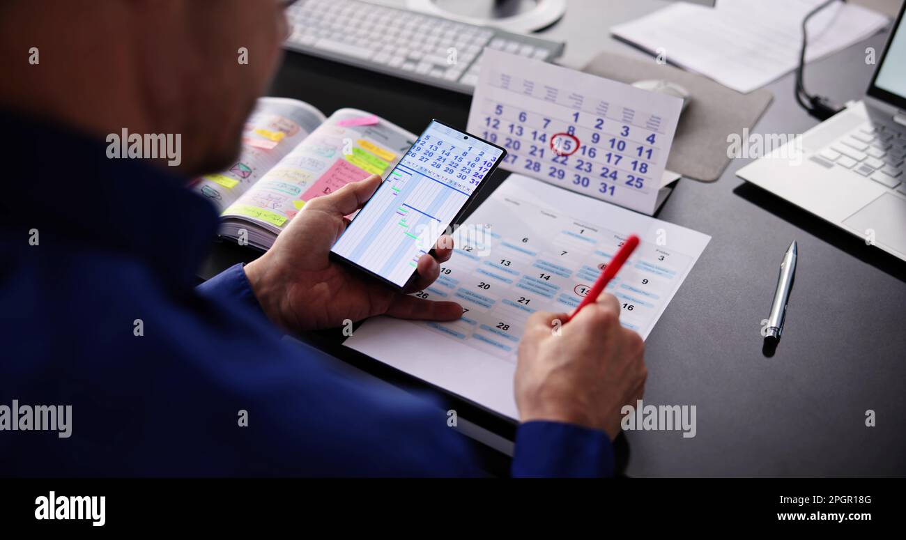 Task Calendar And Agenda Schedule With Reminder List Stock Photo - Alamy