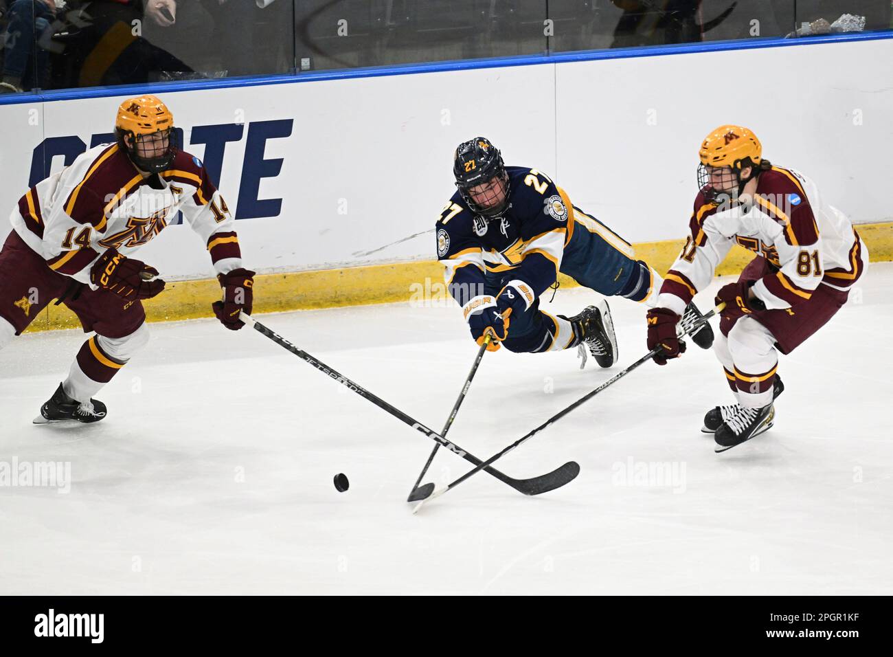 Canisius Golden Griffins forward Ryan Miotto (27) dives between ...