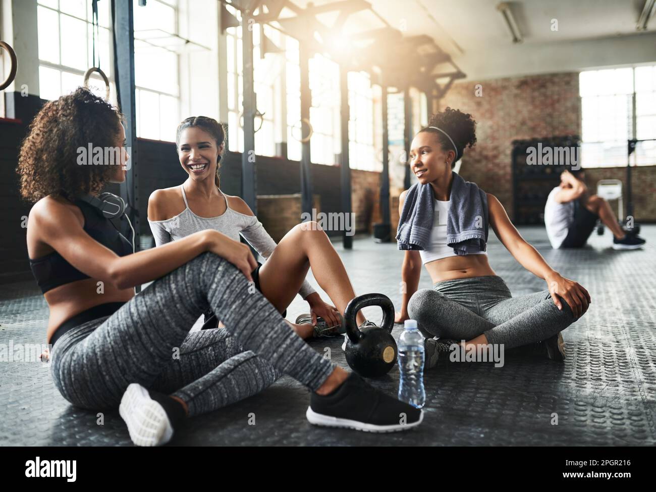 Gym time is bestie bonding time. a group of happy young women taking a ...