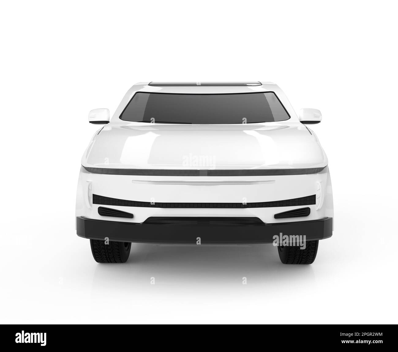 3d rendering white ev car or electric vehicle on white background Stock ...