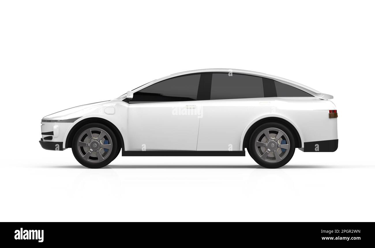 3d rendering white ev car or electric vehicle on white background Stock ...