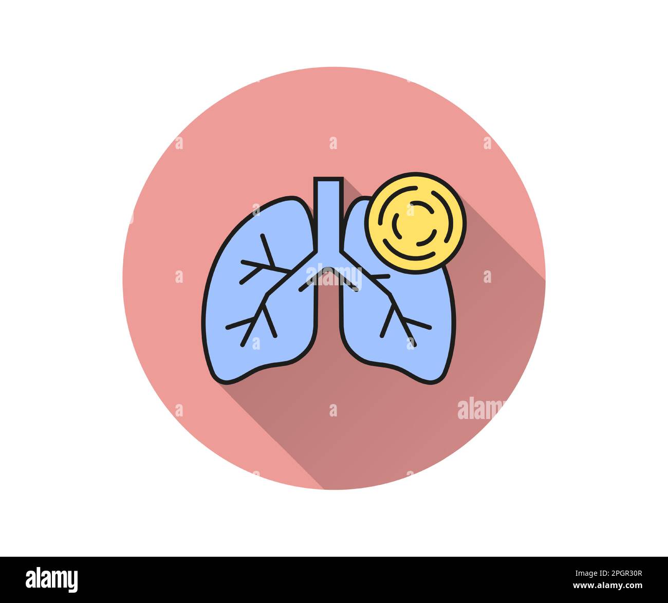 Lung disease flat icon with long shadow for graphic and web design ...