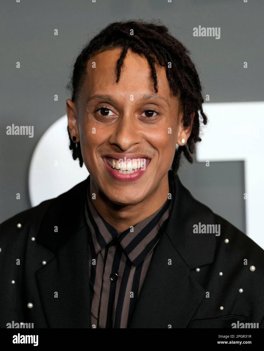 Aaron Branch poses at the premiere of the Netflix series "Unstable ...