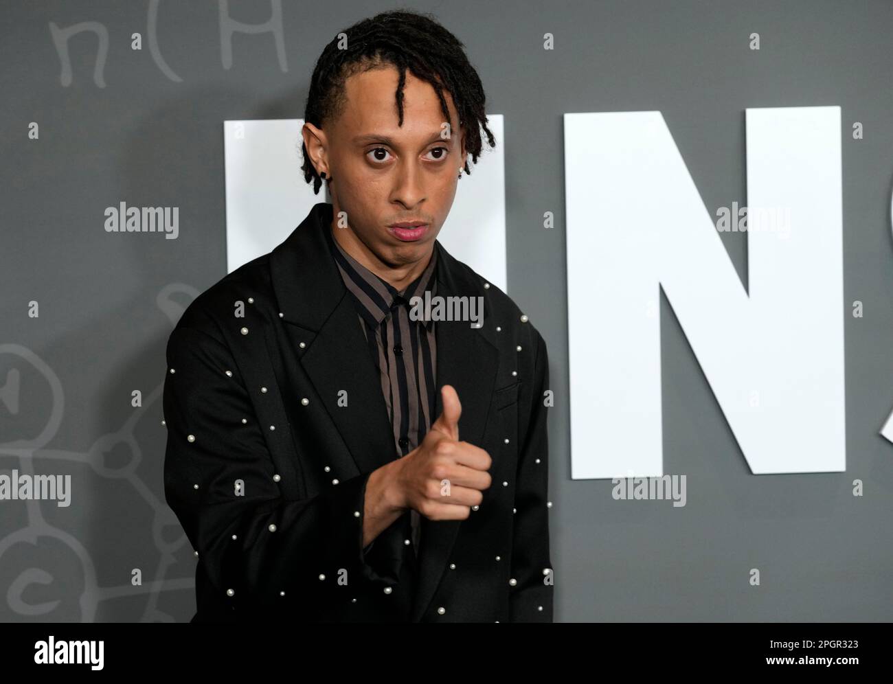 Aaron Branch poses at the premiere of the Netflix series "Unstable ...