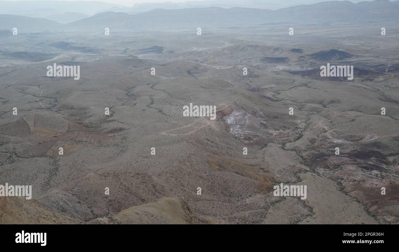Sunrise view of HaMakhtesh HaGadol the big crater, in the Negev Desert ...