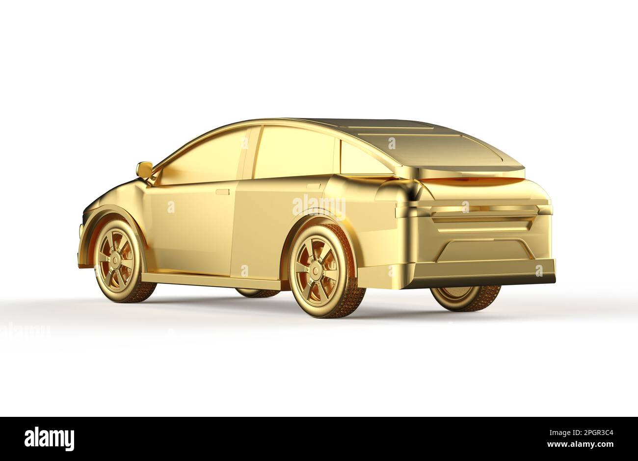 3d rendering golden ev car or metallic gold electric vehicle on white ...