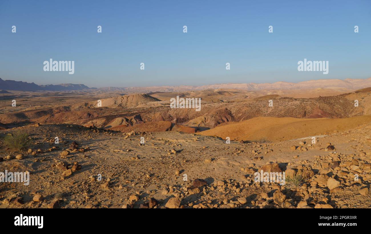 Sunrise view of HaMakhtesh HaGadol the big crater, in the Negev Desert ...
