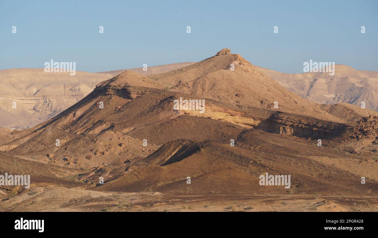 Sunrise view of HaMakhtesh HaGadol the big crater, in the Negev Desert ...