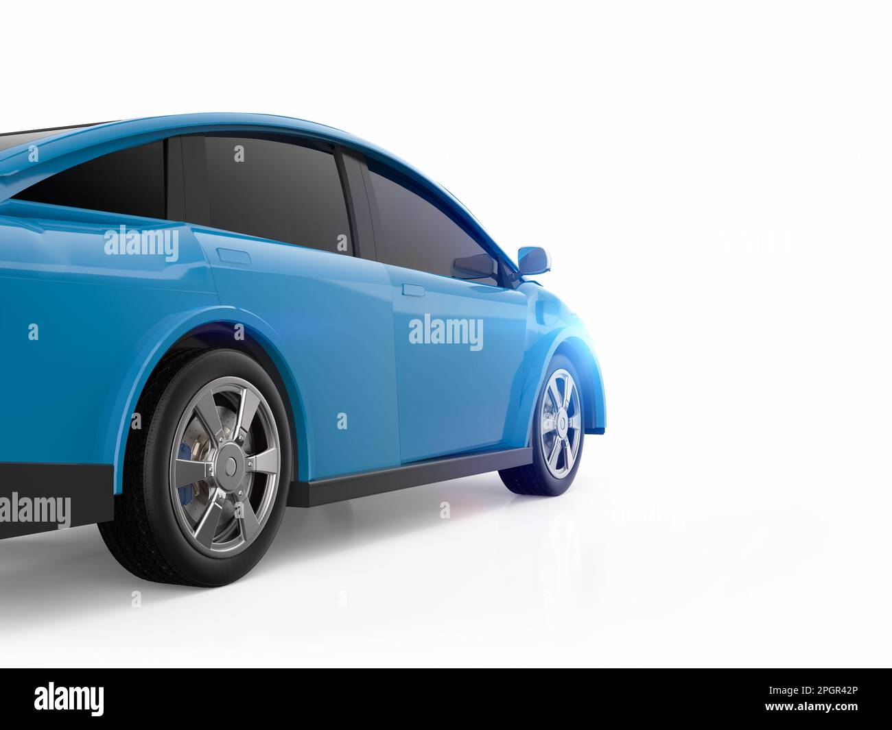 3d rendering blue ev car or electric vehicle on white background Stock ...