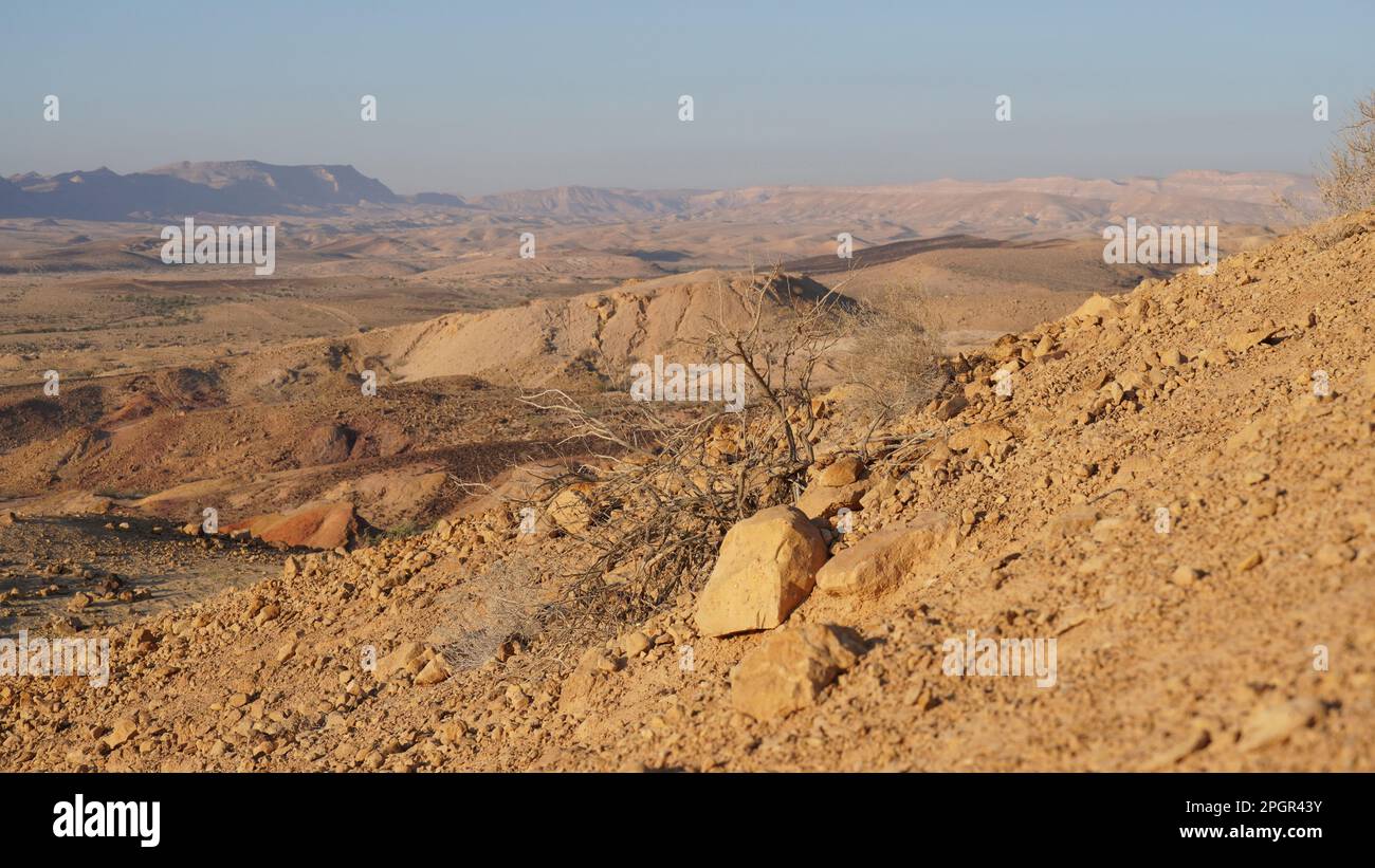 Sunrise view of HaMakhtesh HaGadol the big crater, in the Negev Desert ...