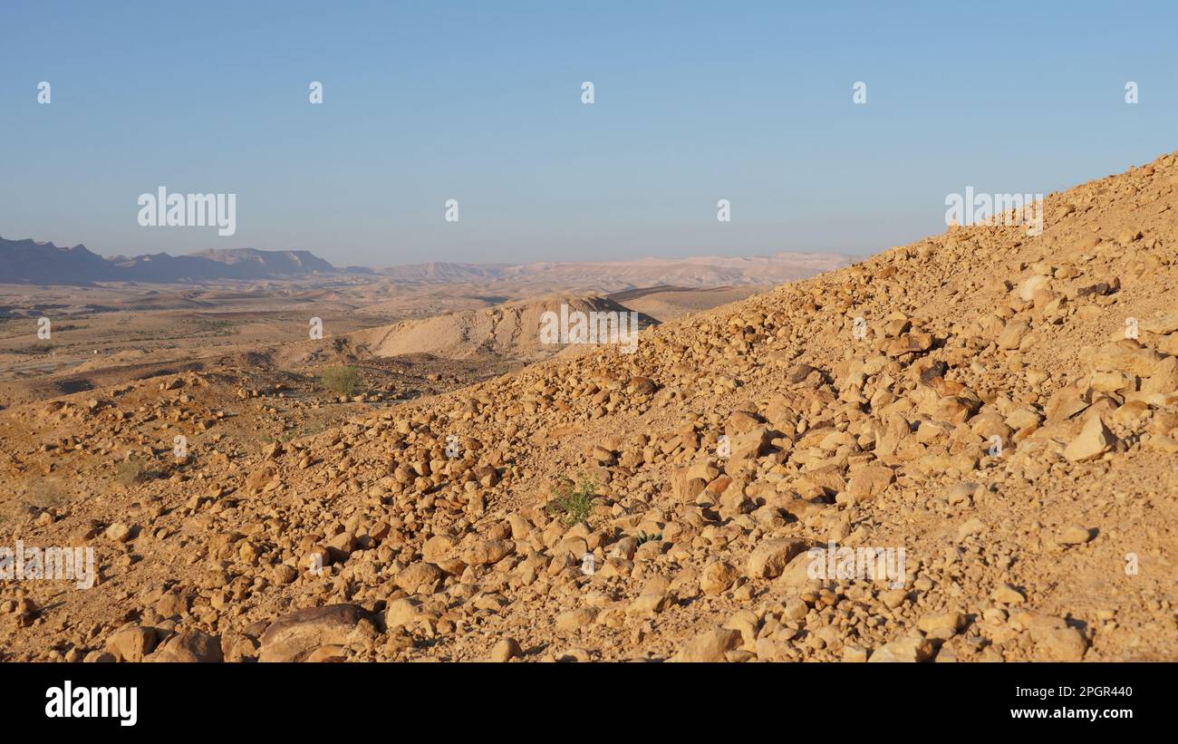 Sunrise view of HaMakhtesh HaGadol the big crater, in the Negev Desert ...