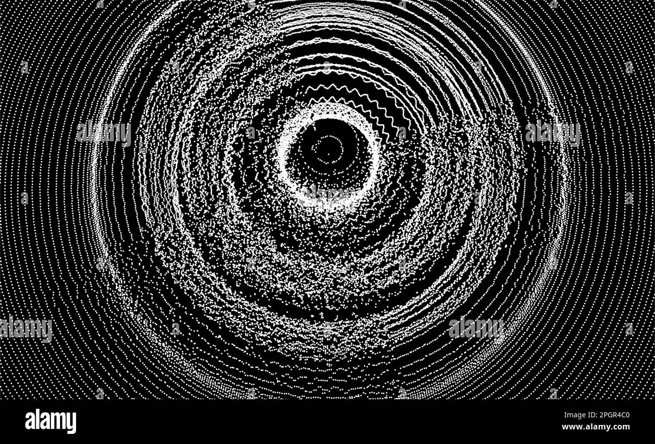 Abstract circular background with dynamic dots. Radial structure for science or technology ...