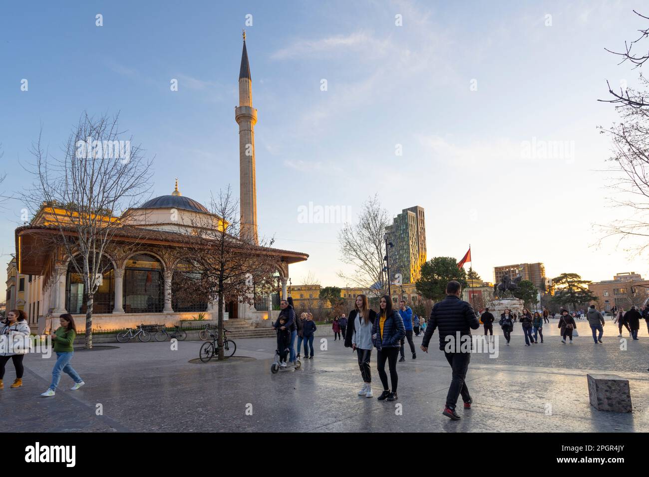 Tirana, Albania. March 2023. exterior view of the Et'hem Bej Mosque in ...