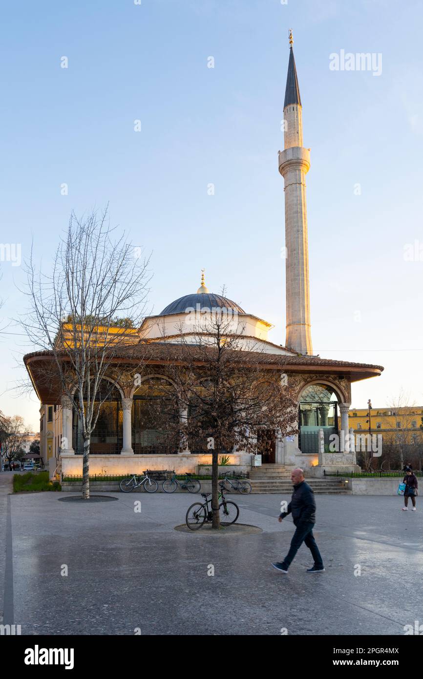Tirana, Albania. March 2023. exterior view of the Et'hem Bej Mosque in ...