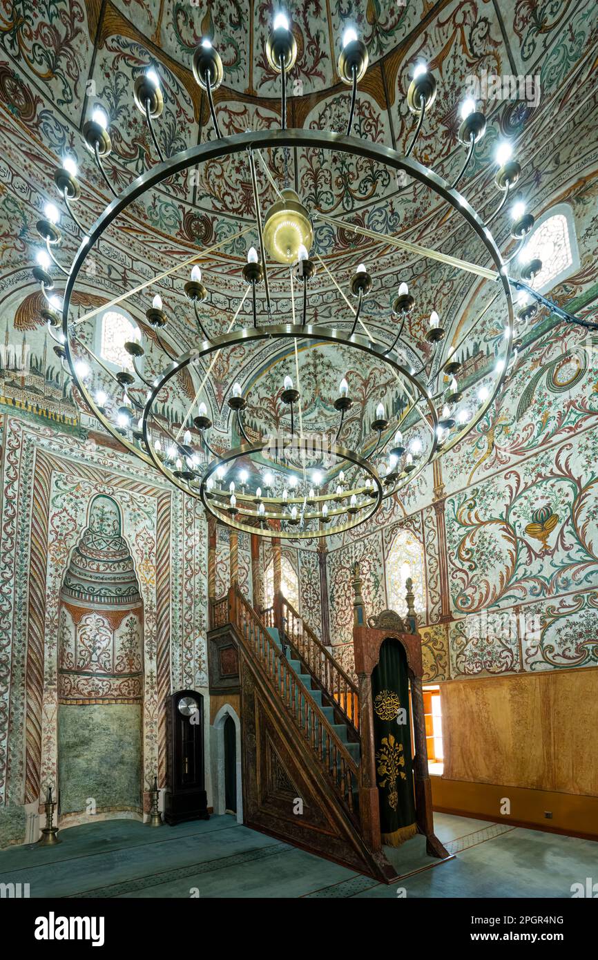 Tirana, Albania. March 2023. indoor view of the Et'hem Bej Mosque in ...