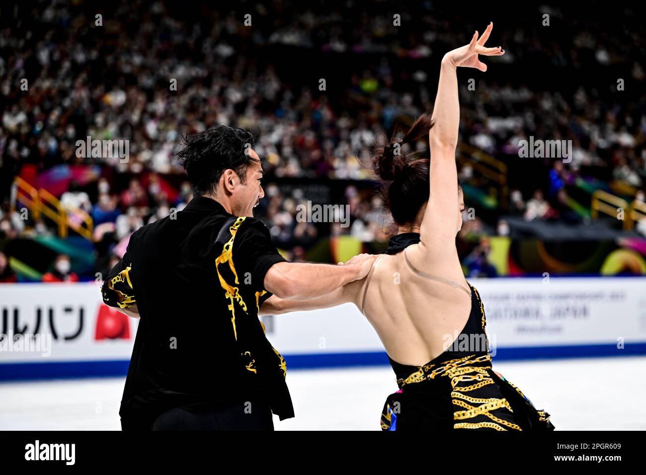 Kana MURAMOTO & Daisuke TAKAHASHI (JPN), during Ice Dance Rhythm Dance ...
