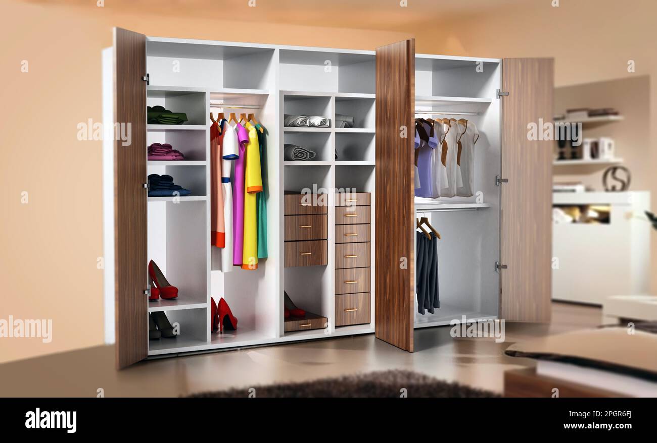 Open full wardrobe hi-res stock photography and images - Alamy