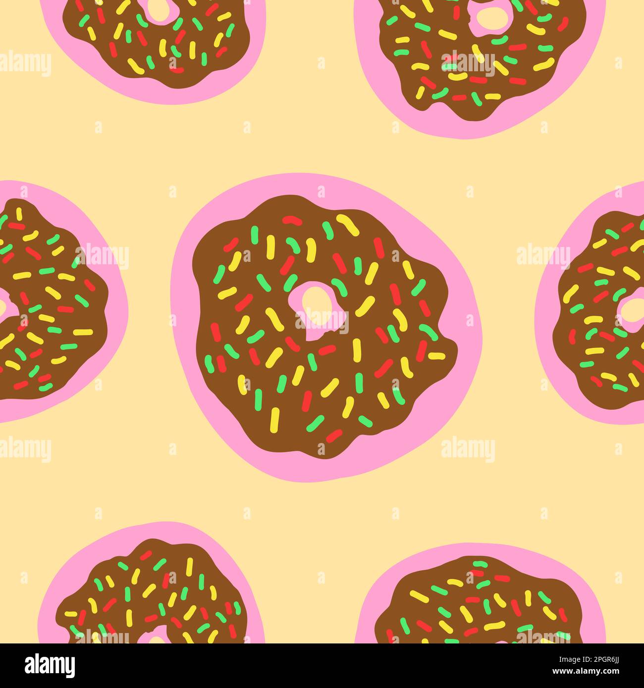 Seamless pattern of donut rings in cartoon flat style. Donuts with ...