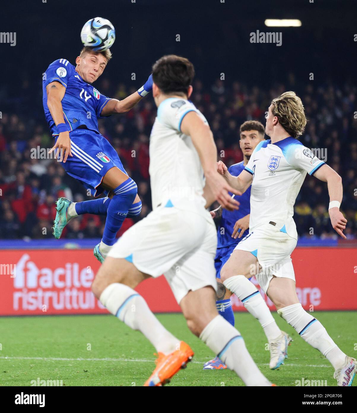 Napoli, Campania, Italy. 23rd Mar, 2023. Mateo Retegui of Italy during ...