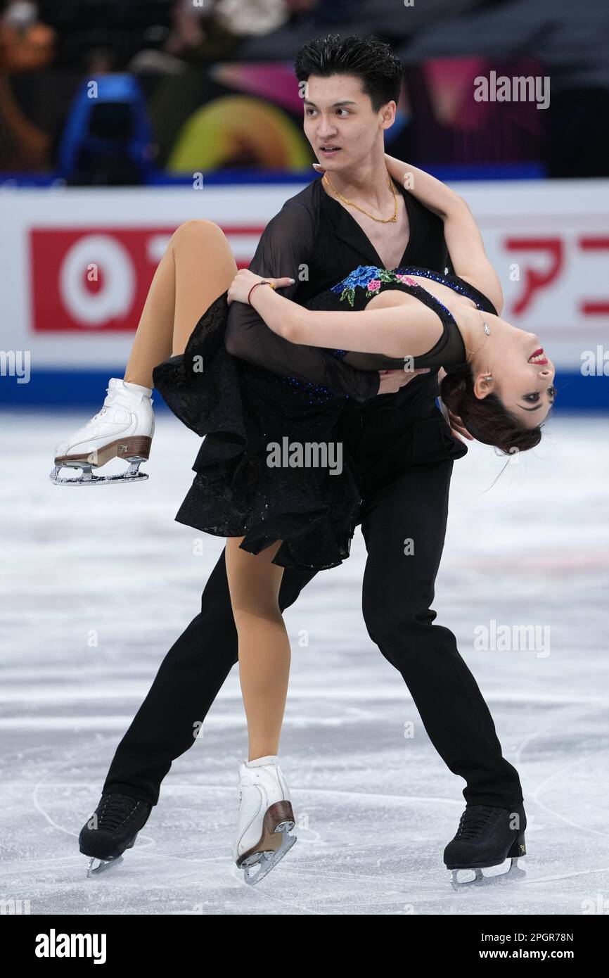 Saitama, Japan. 24th Mar, 2023. Chen Xizi (front)/Xing Jianing of China ...