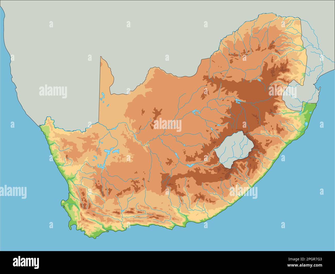South African Maps With Mountains