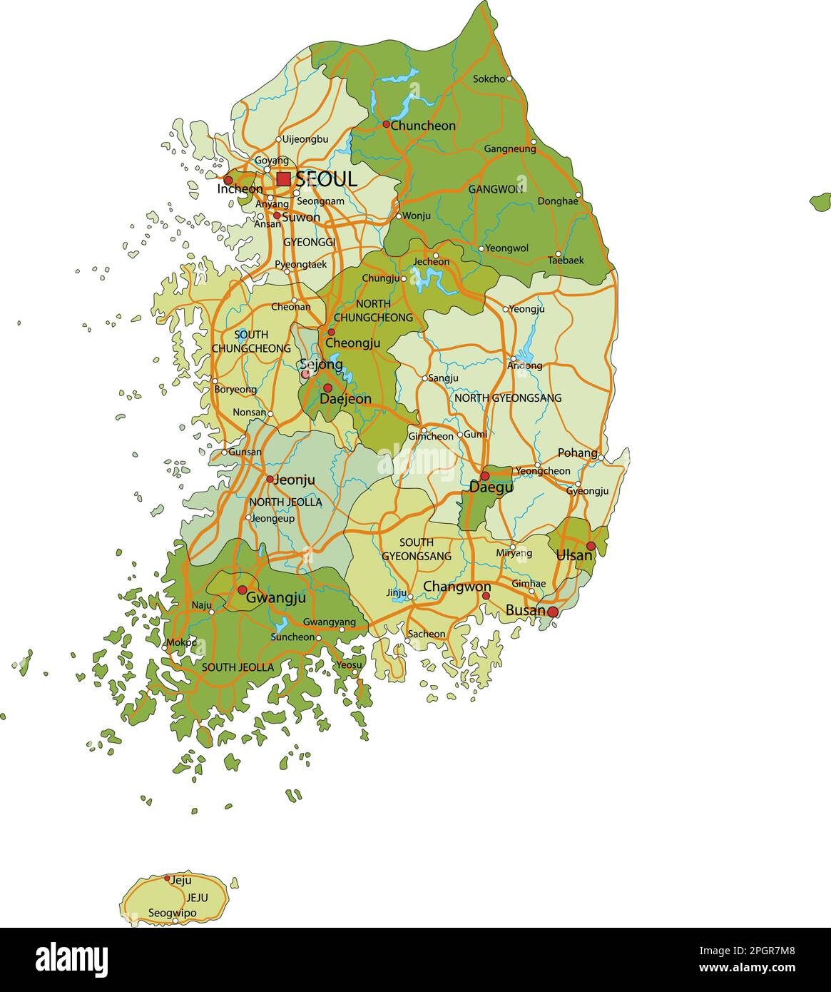 Detailed Political Map Of South Korea Ezilon Maps