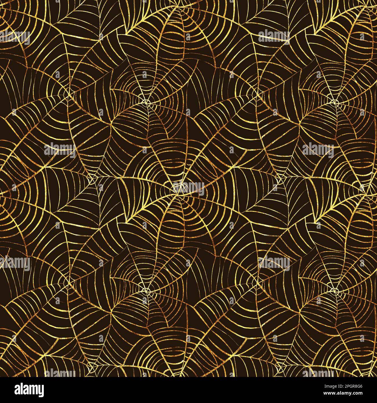 Seamless spider web pattern for Halloween hand-drawn with gold Stock ...