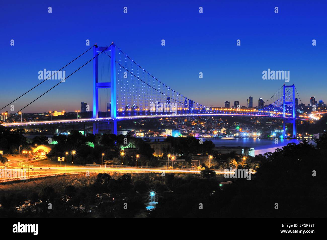Istanbul Bogazici Bridge in evening and in blue hours Stock Photo - Alamy