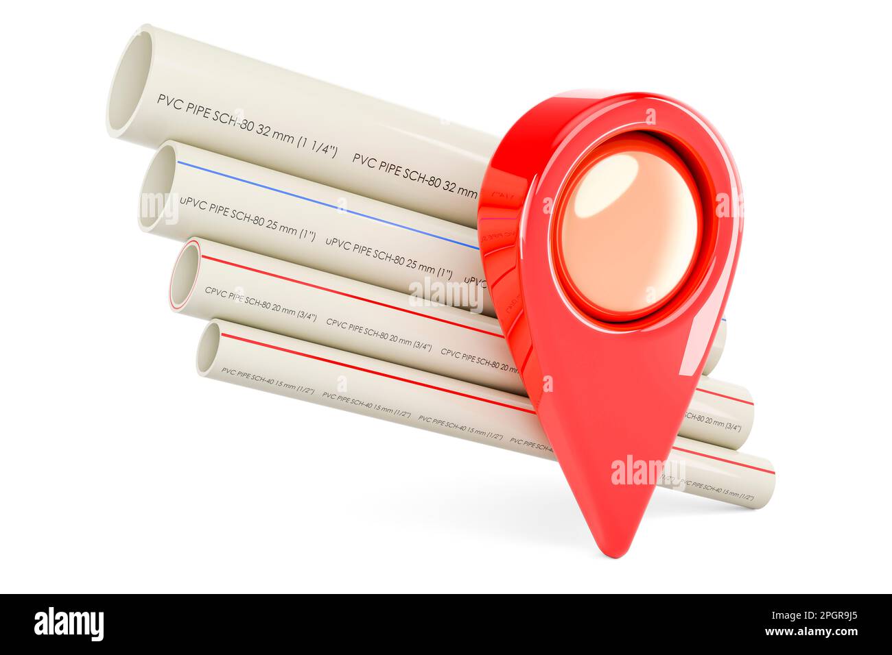 PVC pipes, composite pipe, uPVC pipe, cPVC pipe with map pointer, 3D ...