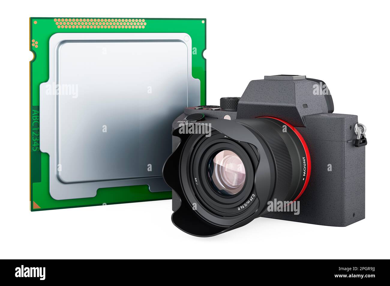 CPU with digital camera, 3D rendering isolated on white background ...