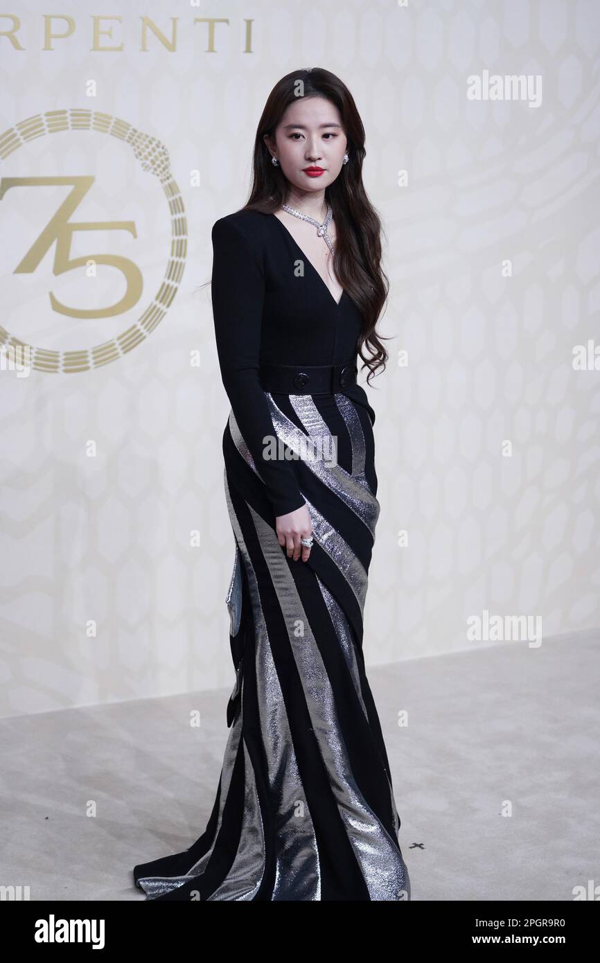 American actress, singer, and model Liu Yifei attended a brand activity ...
