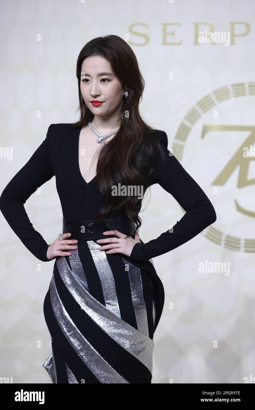 American actress, singer, and model Liu Yifei attended a brand activity ...
