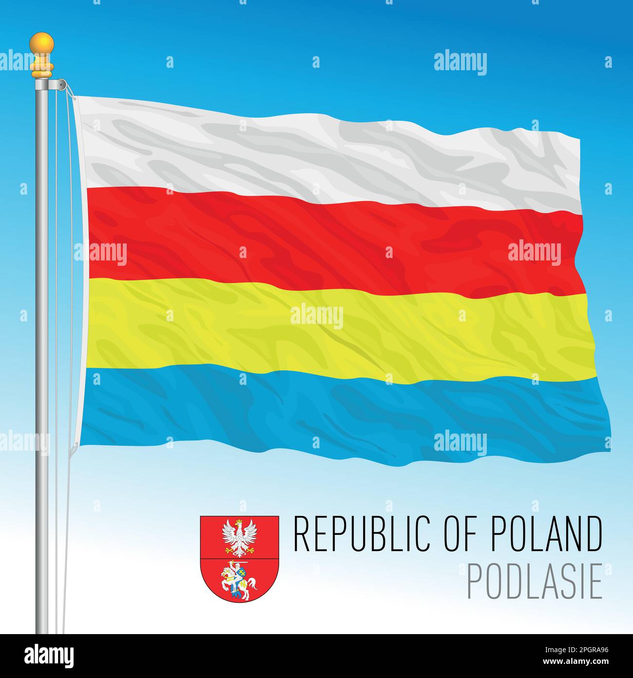 Podlasie regional flag and coat of arms, Republic of Poland, european ...
