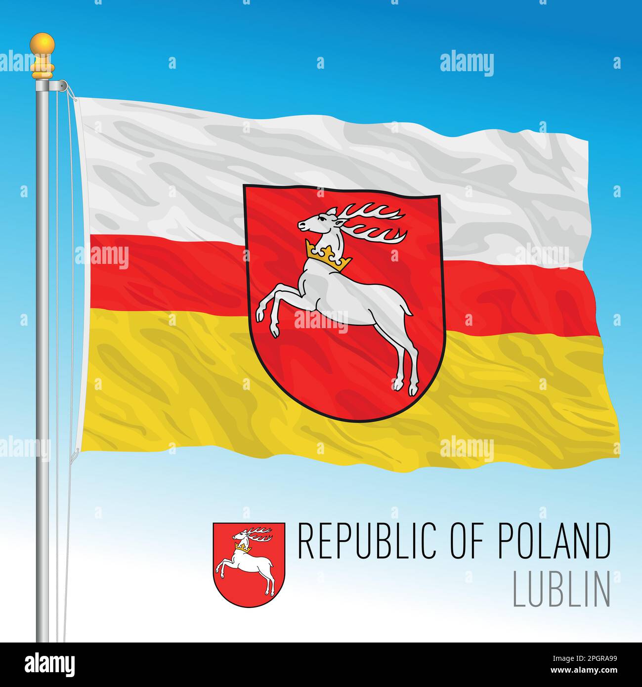 Lublin regional flag and coat of arms, Republic of Poland, european ...