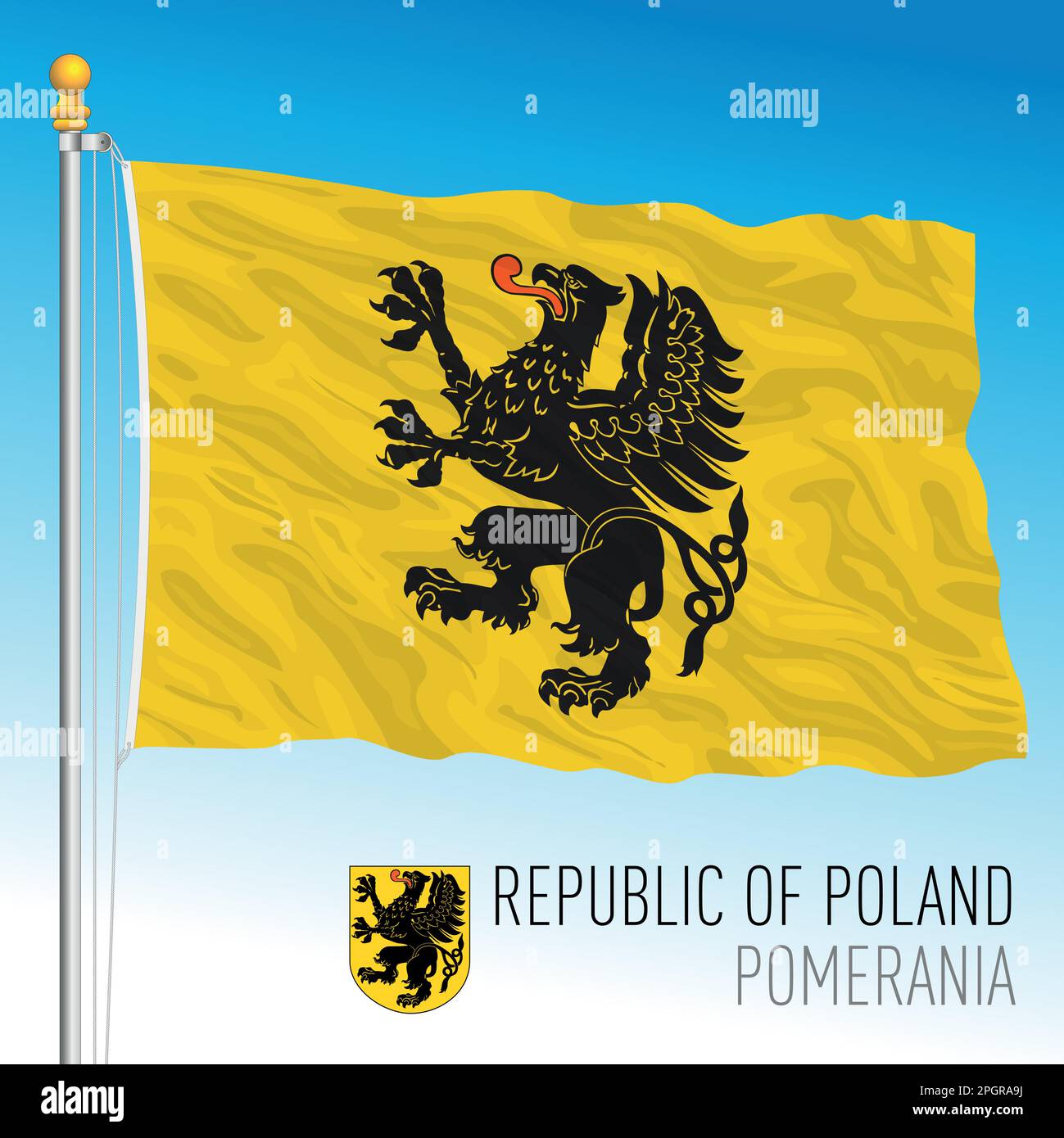 Pomerania regional flag and coat of arms, Republic of Poland, european ...