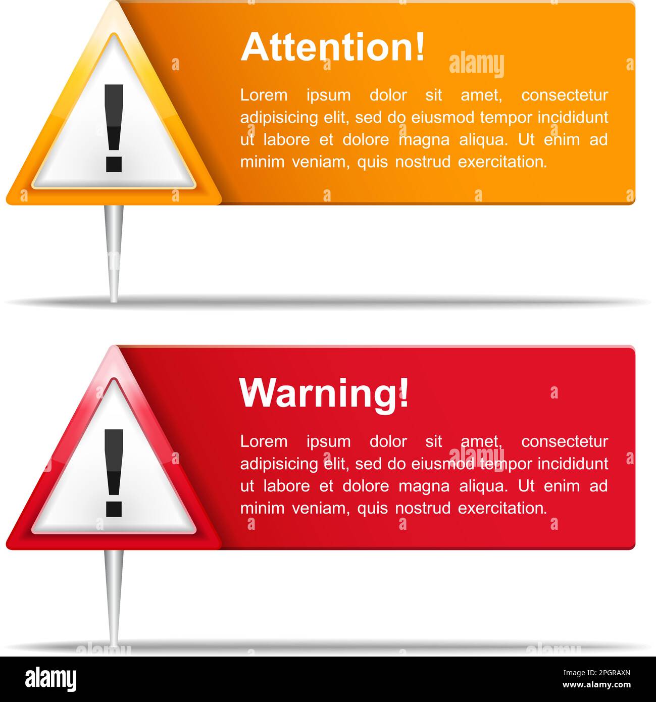 Attention and warning banners, vector eps10 illustration Stock Vector ...