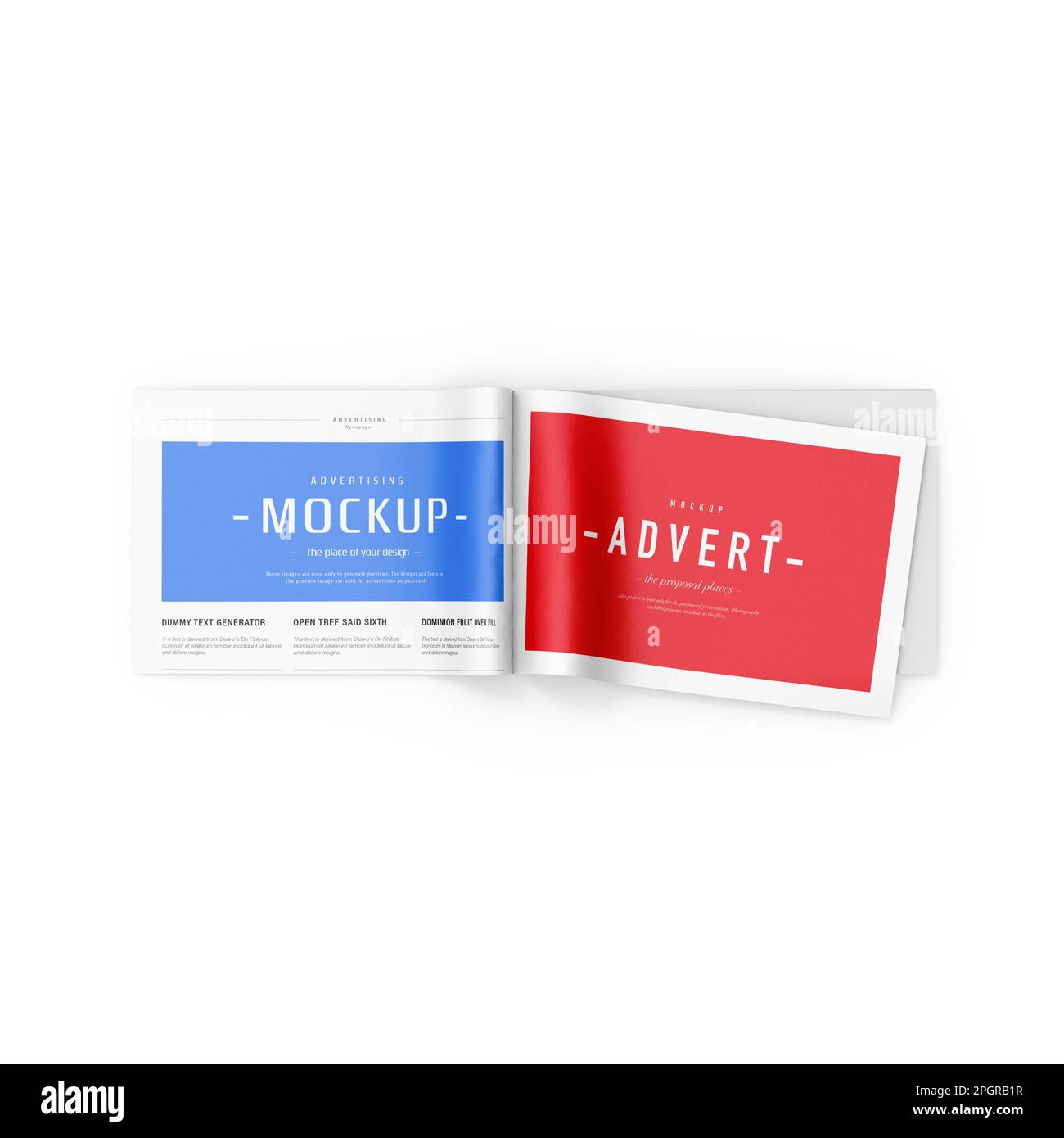 Newspaper Advertising Magazine Brochure Mockup on White Background. 3D ...