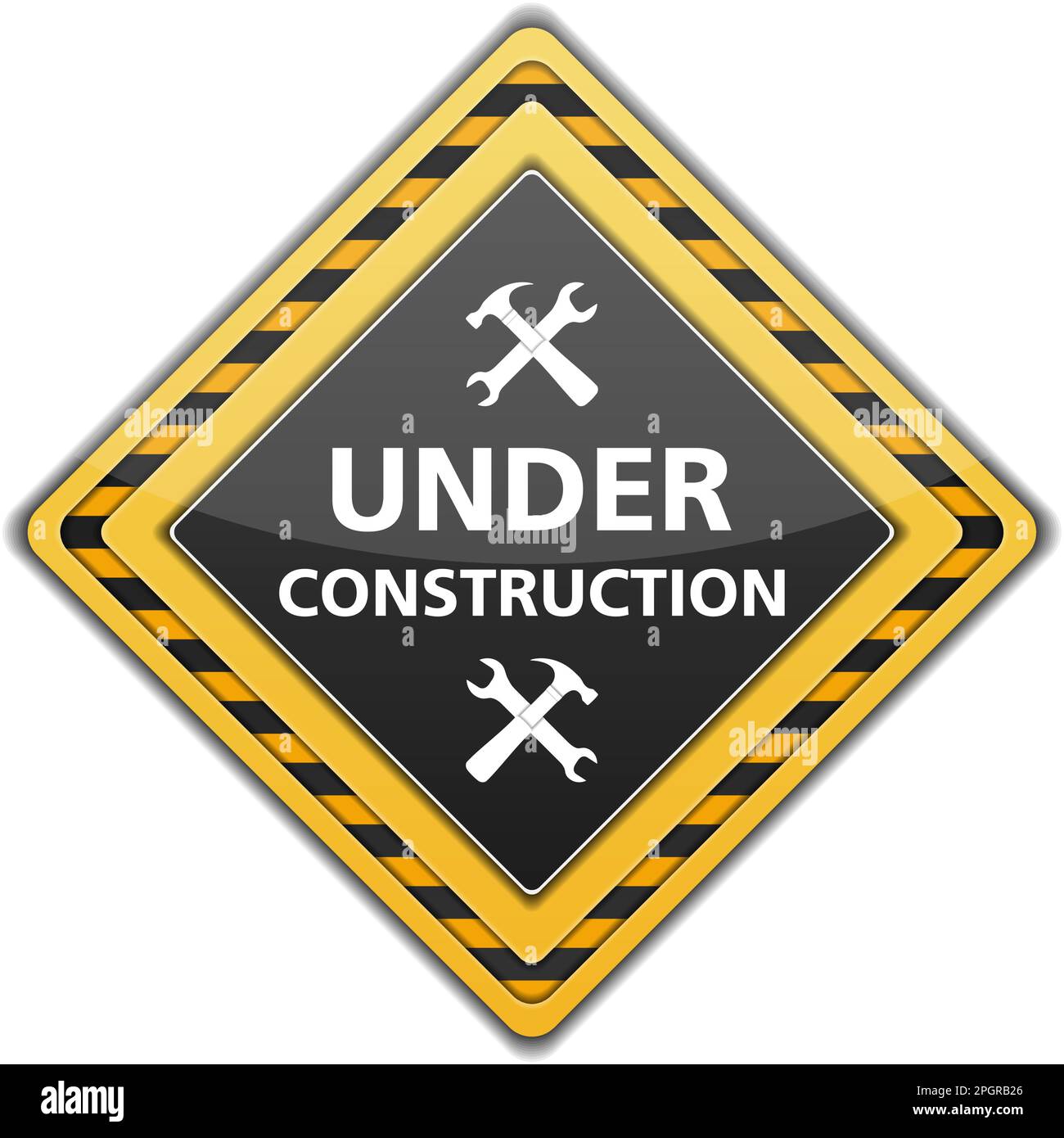 Under construction sign icon hammer Stock Vector Images - Alamy