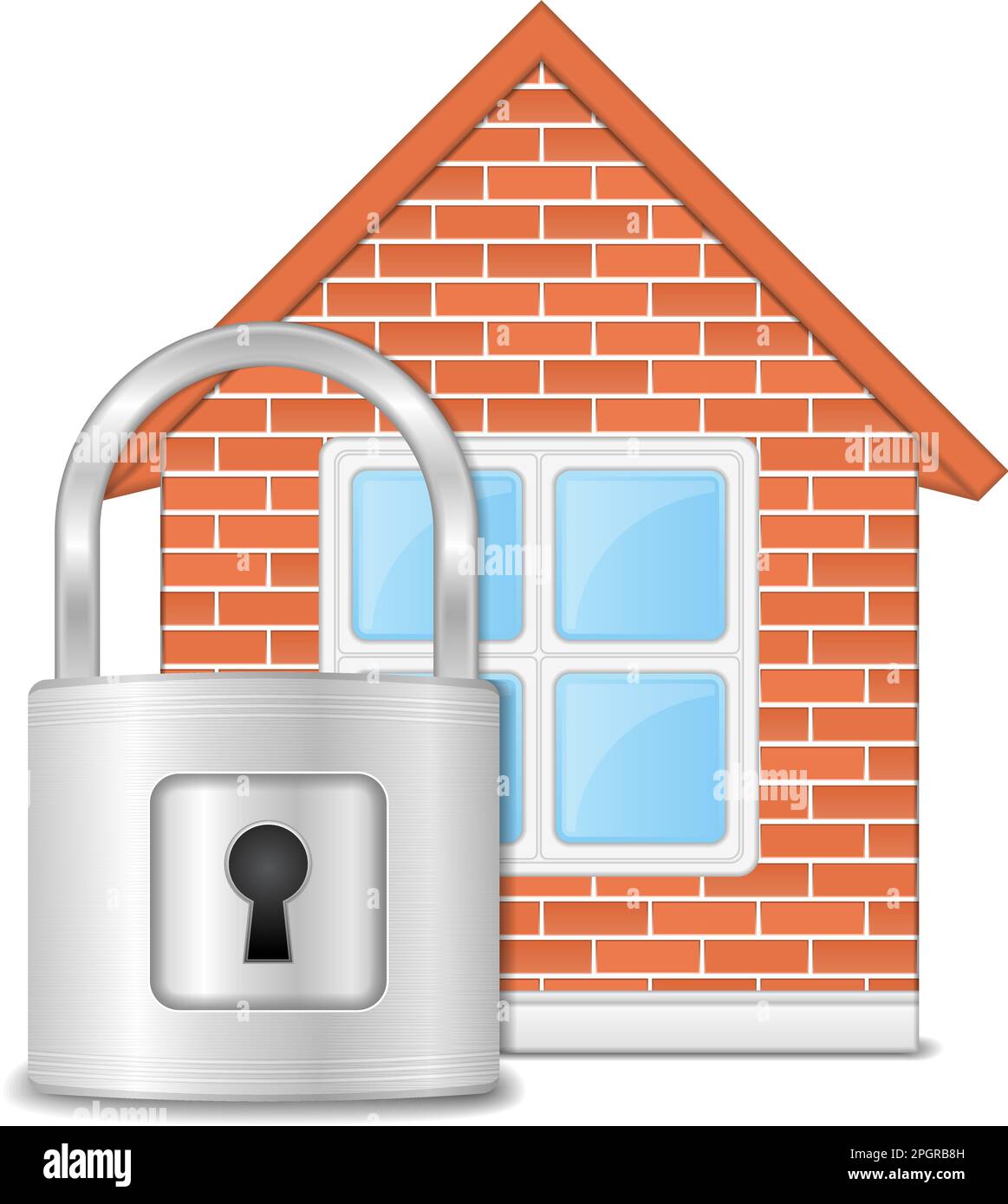 Brick house with lock, house security concept, vector eps10 ...