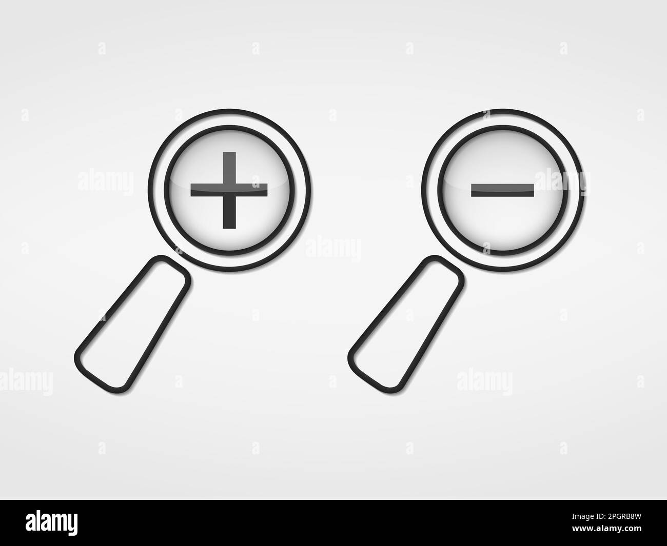 Zoom icons, magnifying glass with plus and minus signs, vector eps10 illustration Stock Vector ...
