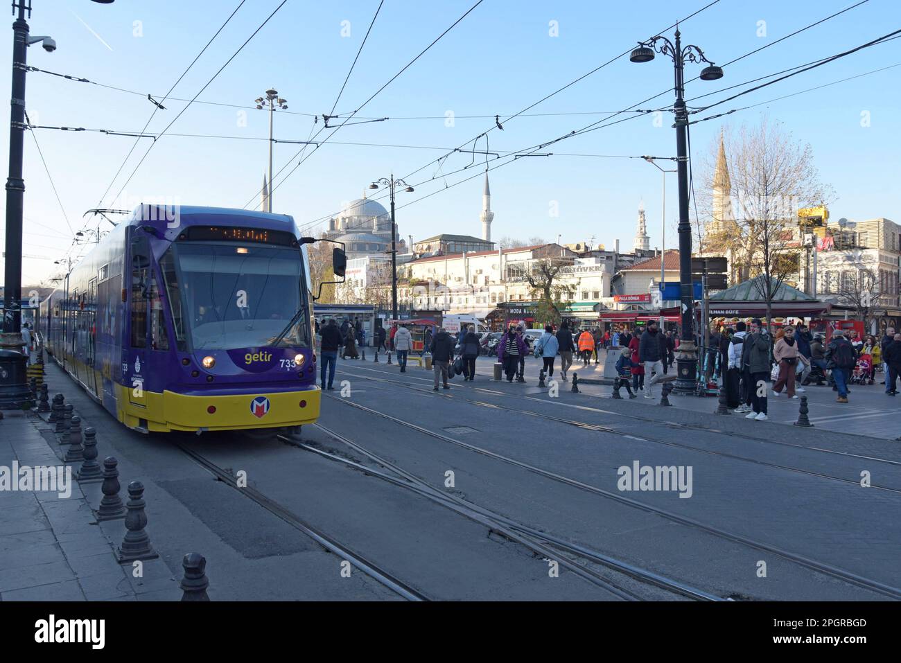 Turkish tram at Beyazıt - Kapalıçarşı Beyazit Grand Bazaar tram stop ...