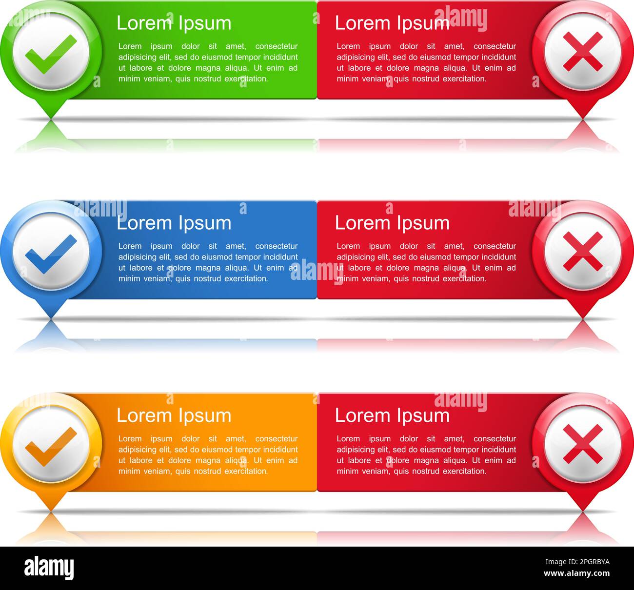 Banners with check and cross symbols, vector eps10 illustration Stock ...