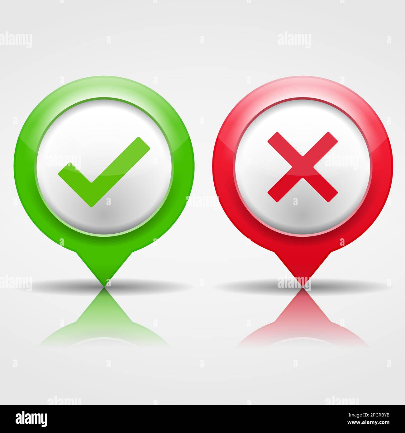 Green tick check mark and cross mark symbols icon element hi-res stock ...