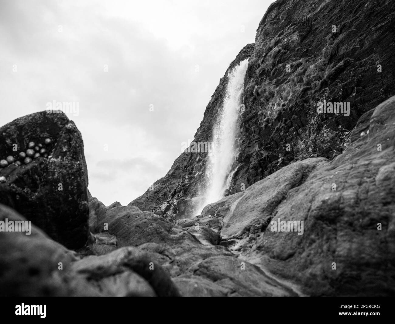 Clouds and rain over the ocean along the Welsh coastal path and ...