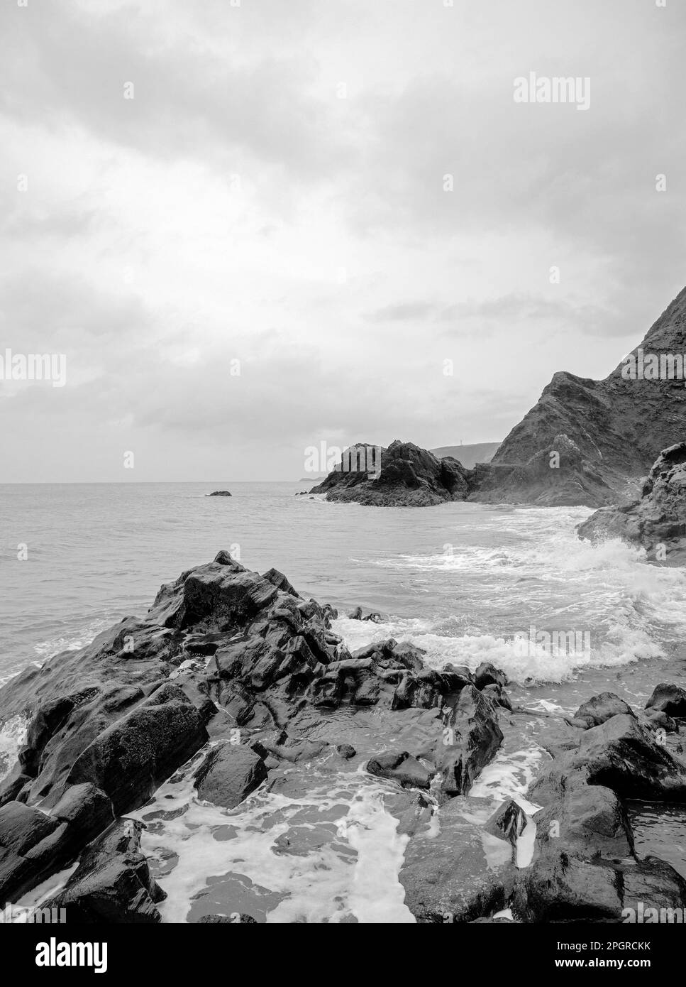 Clouds and rain over the ocean along the Welsh coastal path and ...