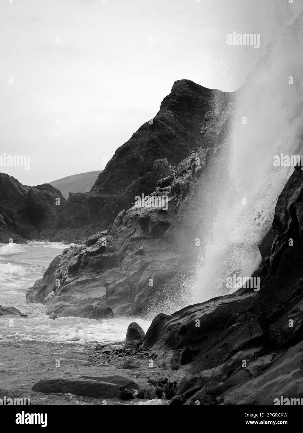Clouds and rain over the ocean along the Welsh coastal path and ...