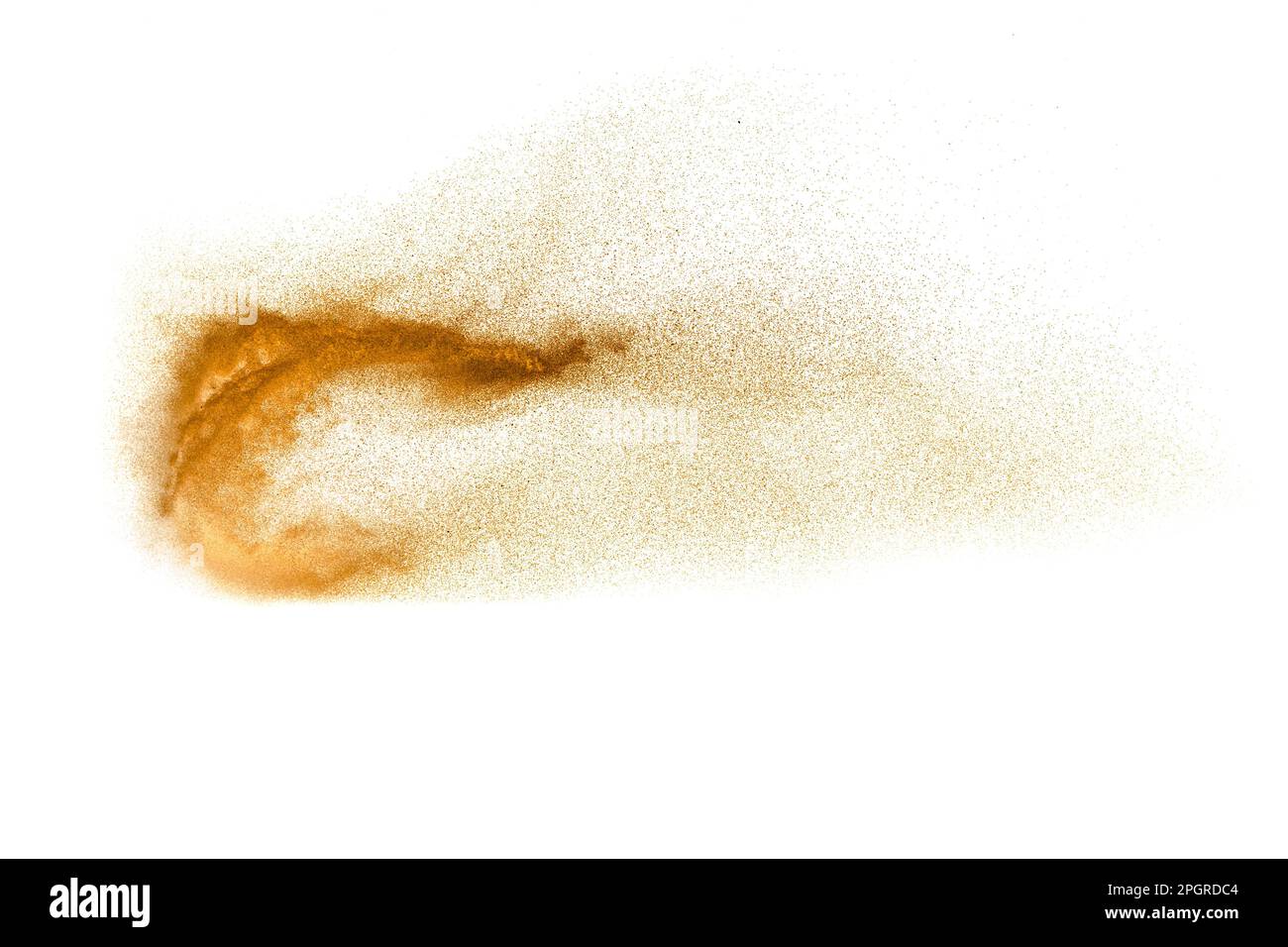 Brown sand explosion isolated on white background. Abstract sand cloud ...